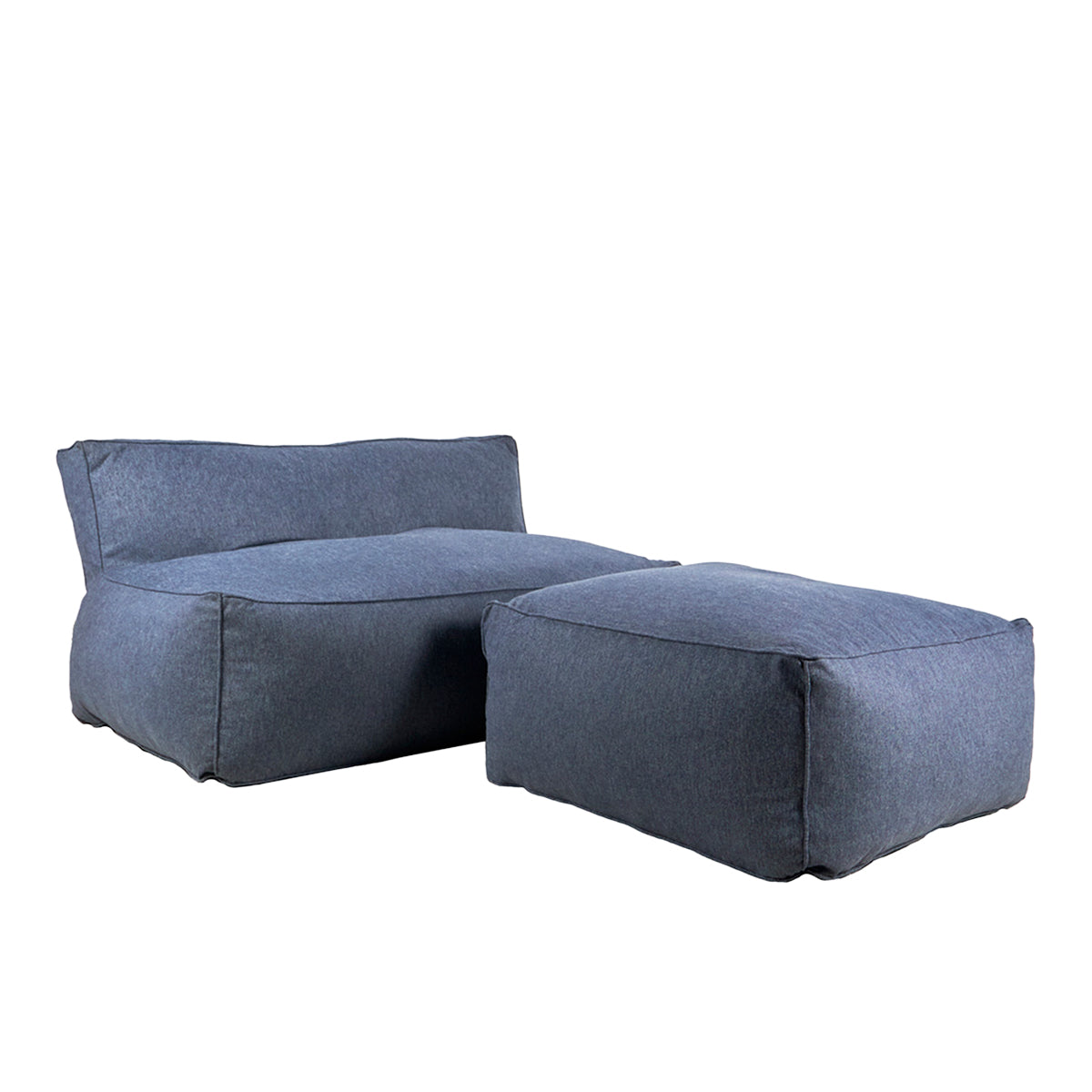 Love Seat Puff con Taburete Ferrara Azul – Kessa Muebles